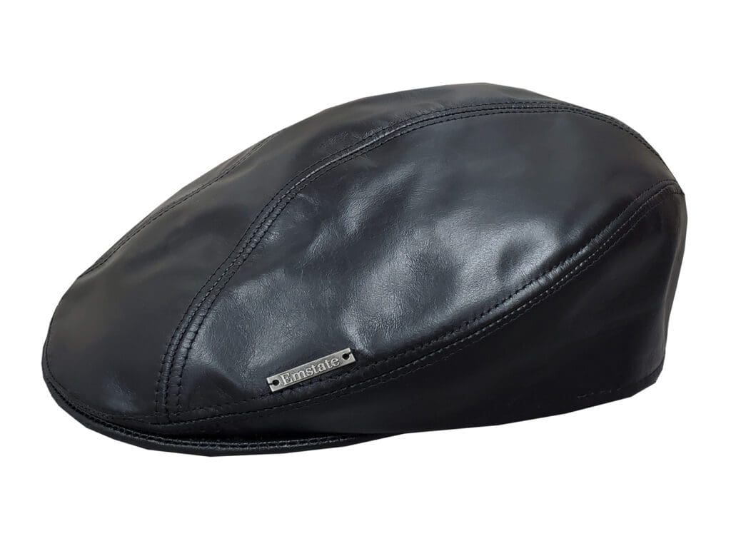Black Vintage Leather Ascot Ivy Driver Cap - Winner Caps MFG. Company