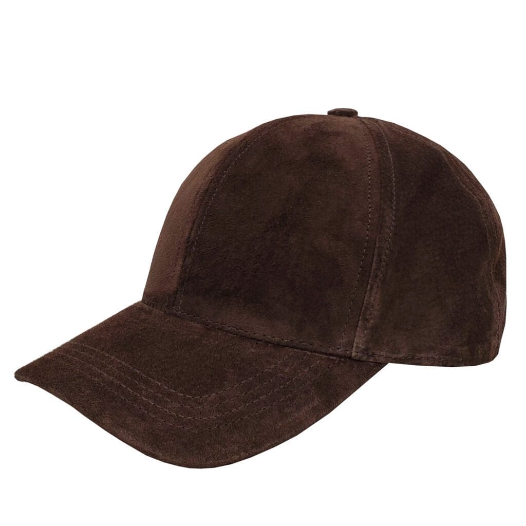 Dark Brown Suede Leather Baseball Cap - Winner Caps MFG. Company