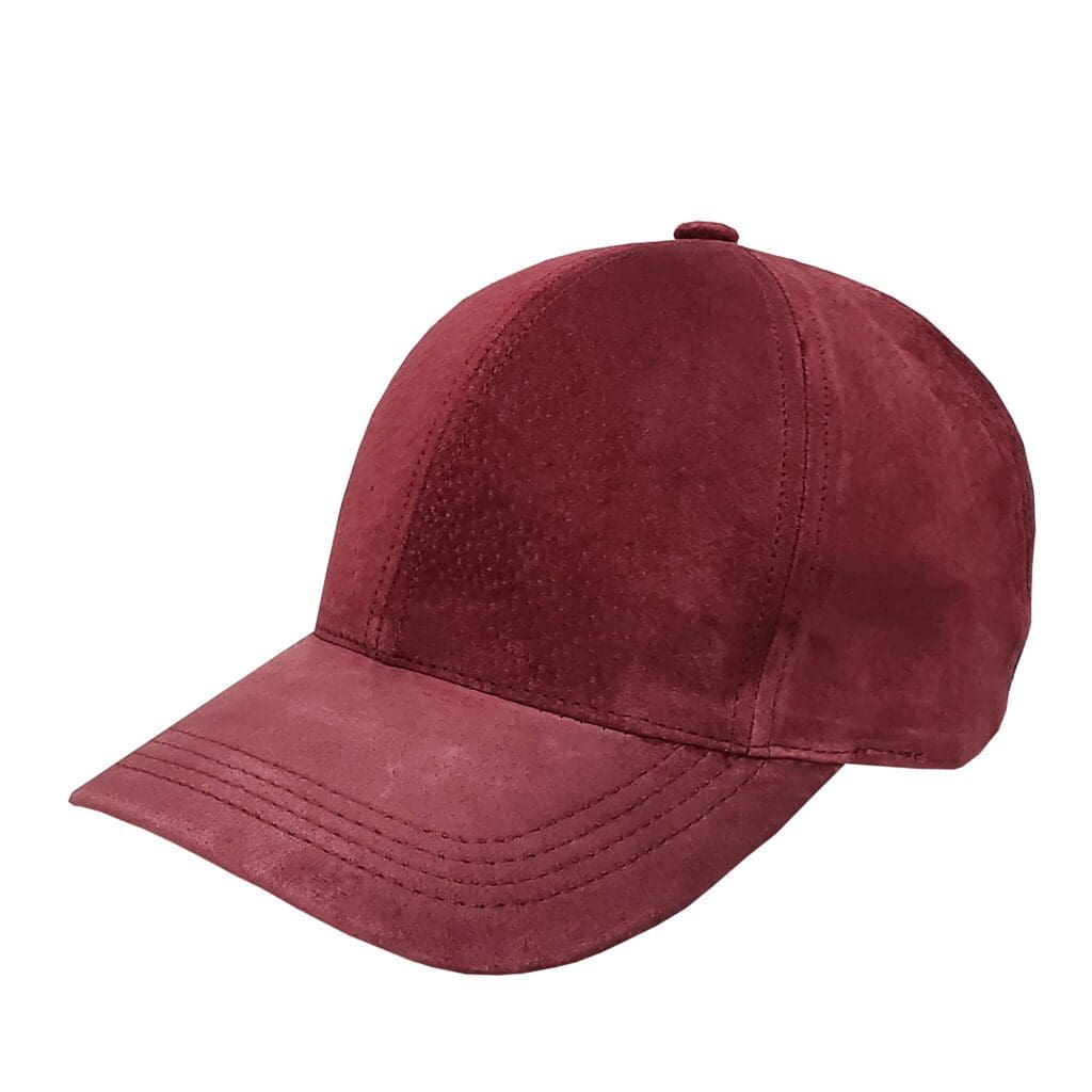 Burgundy Suede Leather Baseball Cap - Winner Caps MFG. Company