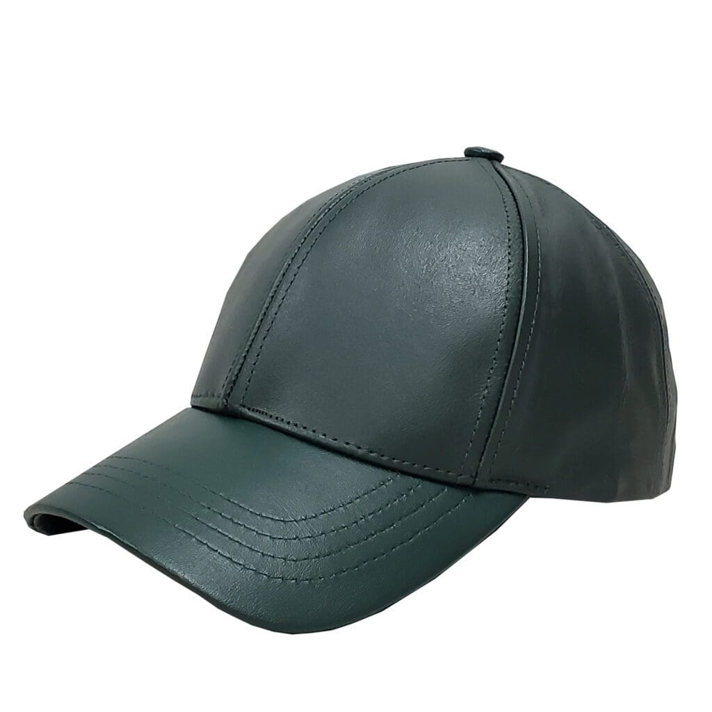 Hunter Green Leather Baseball Cap - Winner Caps MFG. Company