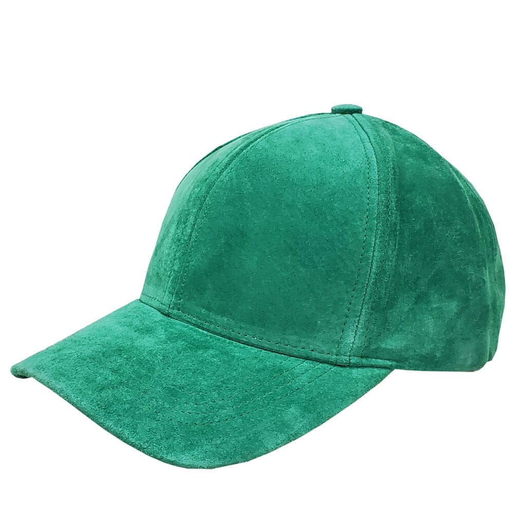 Kelly Green Suede Leather Baseball Cap - Winner Caps MFG. Company