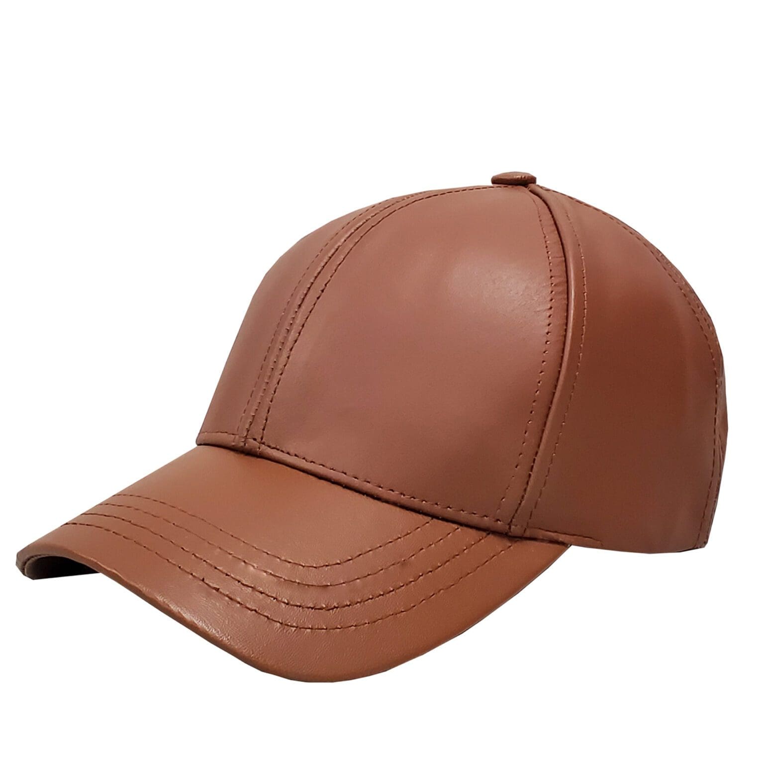 Light Brown Leather Baseball Cap - Winner Caps MFG. Company