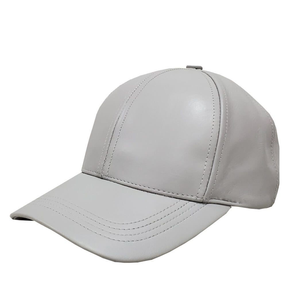 Light Grey Leather Baseball Cap - Winner Caps MFG. Company