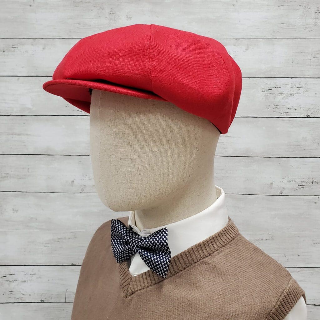 Red Linen Apple Newsboy Cap - Winner Caps MFG. Company