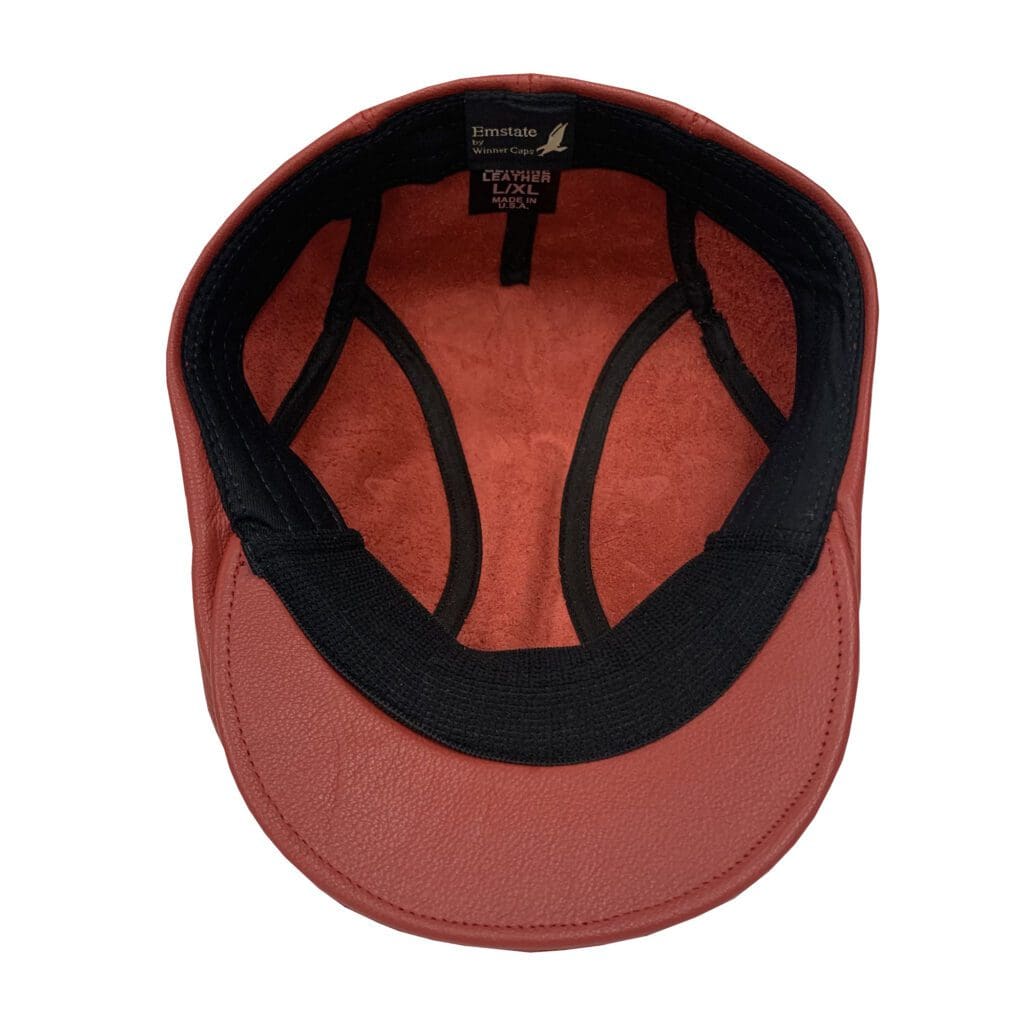 Red Pebble Leather Ascot Ivy Driver Cap - Winner Caps MFG. Company