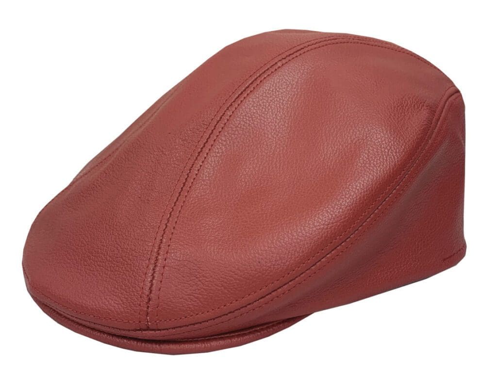 Red Pebble Leather Ascot Ivy Driver Cap - Winner Caps MFG. Company