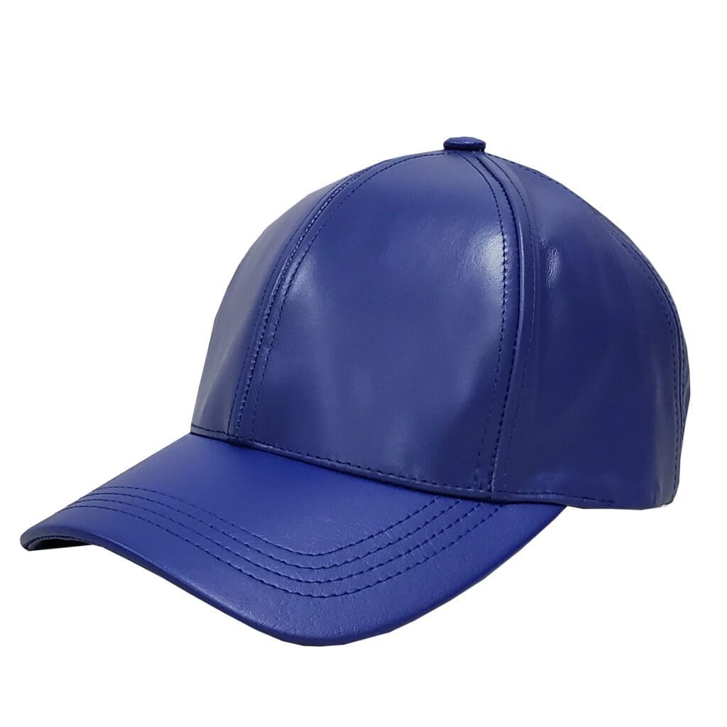 Royal Blue Leather Baseball Cap - Winner Caps MFG. Company