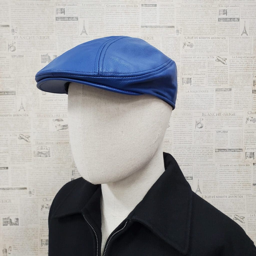 Royal Blue Pebble Leather Ascot Ivy Driver Cap - Winner Caps MFG. Company