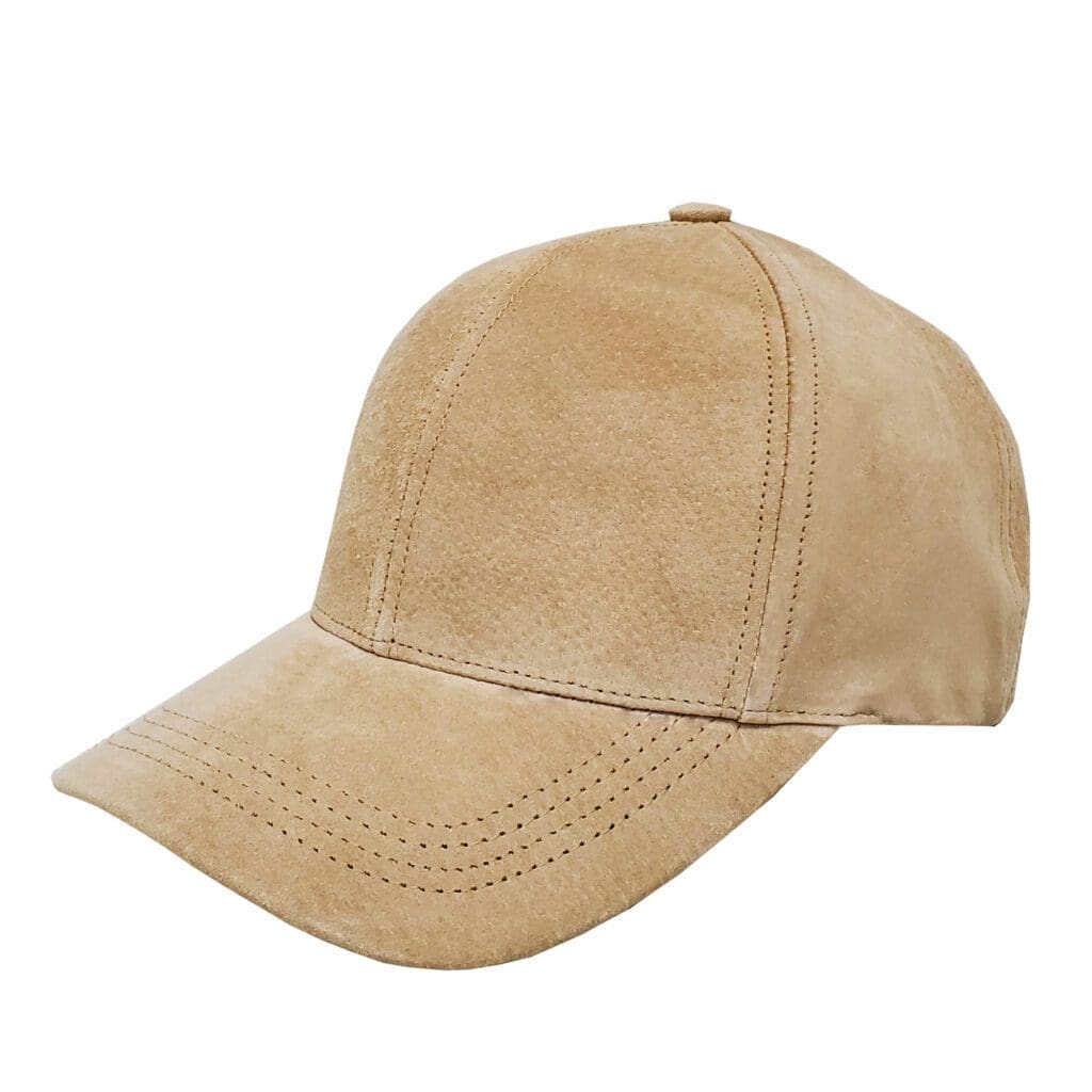 Khaki Suede Leather Baseball Cap - Winner Caps MFG. Company