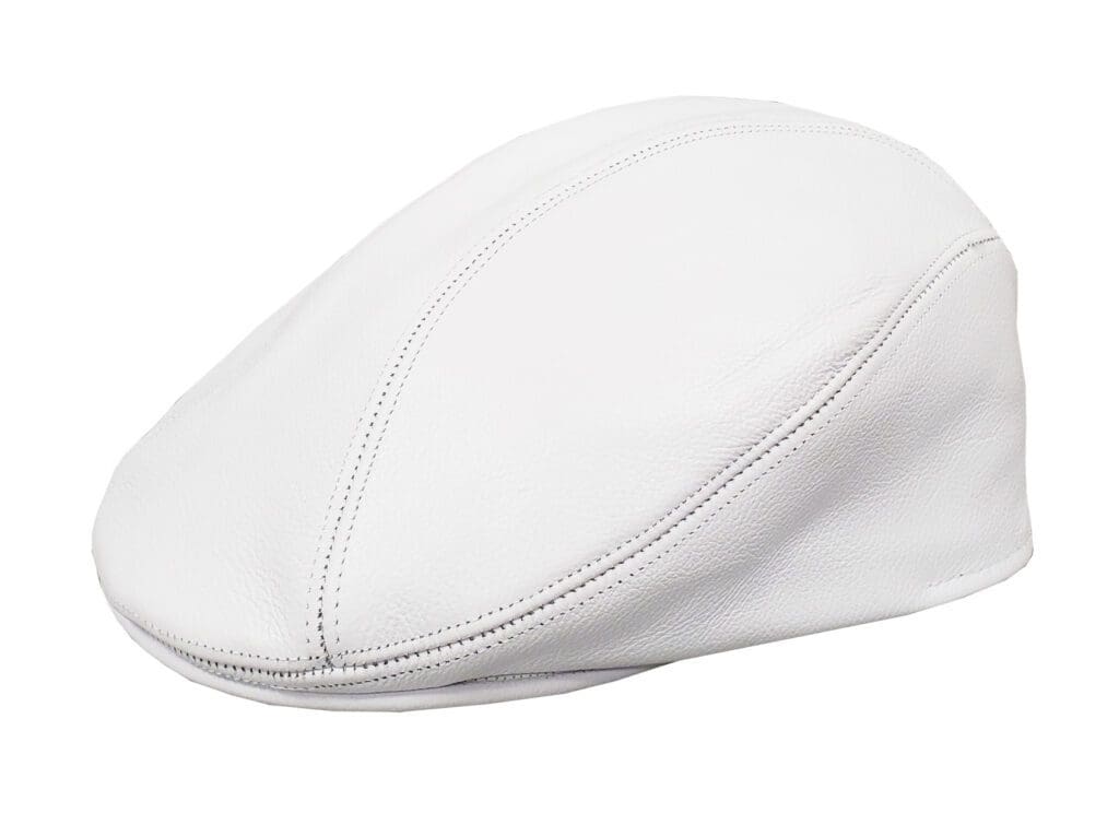 White Pebble Leather Ascot Ivy Driver Cap - Winner Caps MFG. Company