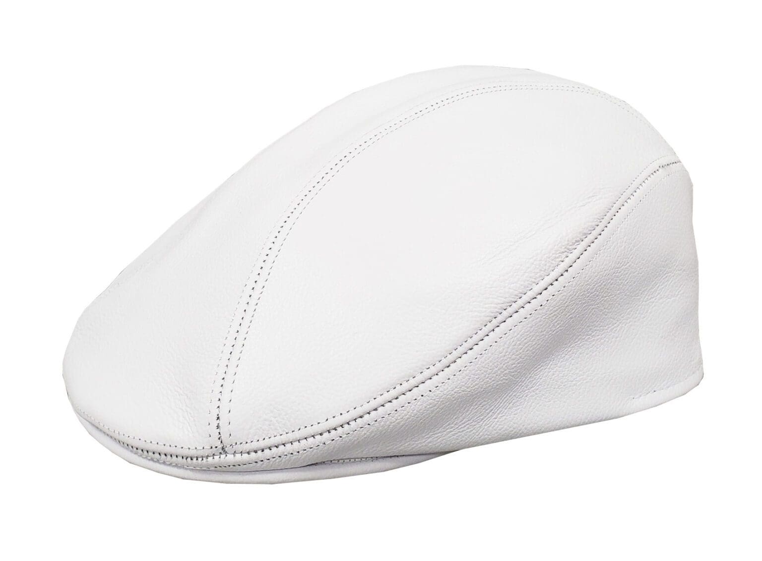 White Pebble Leather Ascot Ivy Driver Cap - Winner Caps MFG. Company