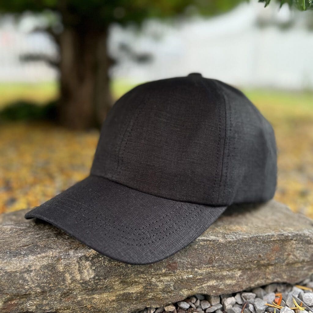 Black European Linen Baseball Cap - Winner Caps MFG. Company